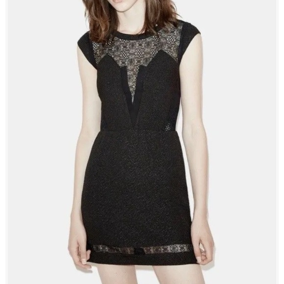 The Kooples | Dresses | The Kooples Black Lace Panelled Textured Mini ...